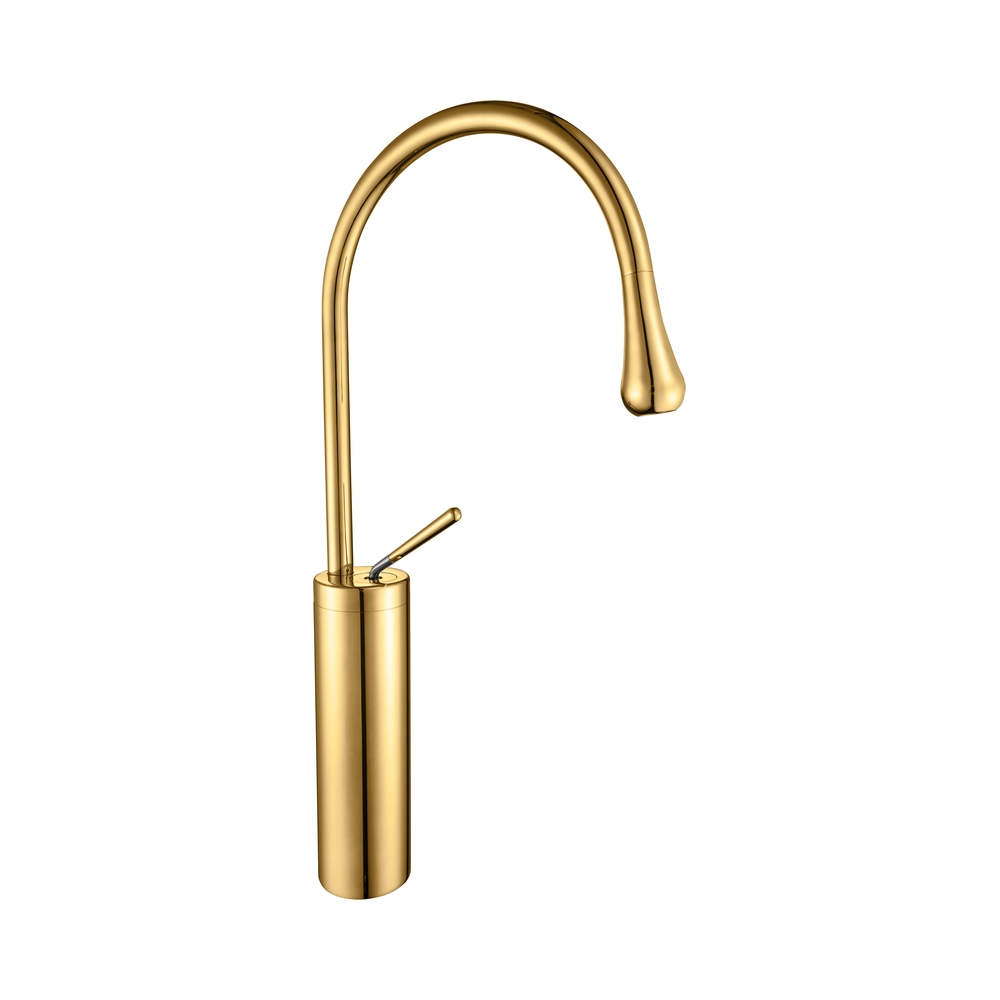 Minimal High Riser Basin Mixer Tap Gold | BF-198 • Pure Concept